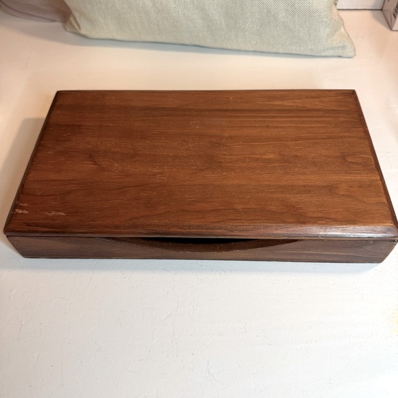 Storage & Organization | Vintage Walnut Wood Storage Box Lined With ...